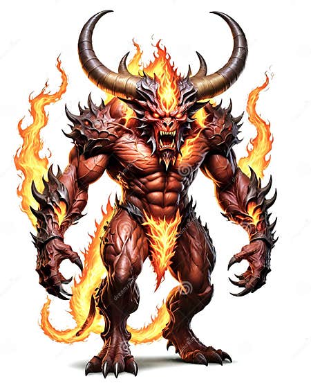 Evil Fire Demon Hell Spawn Horned Satan Devil Troll Concept Stock ...