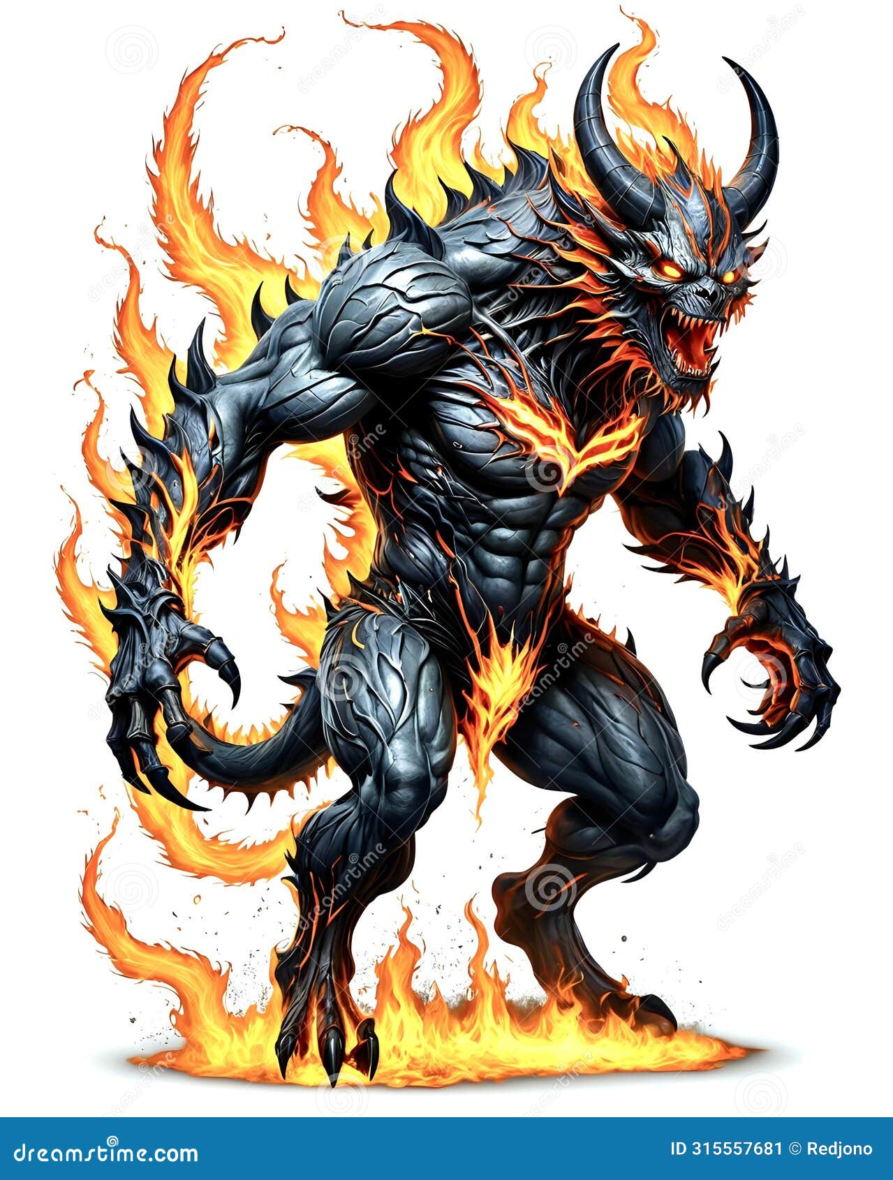 Evil Fire Demon Hell Spawn Horned Satan Devil Troll Concept Stock ...