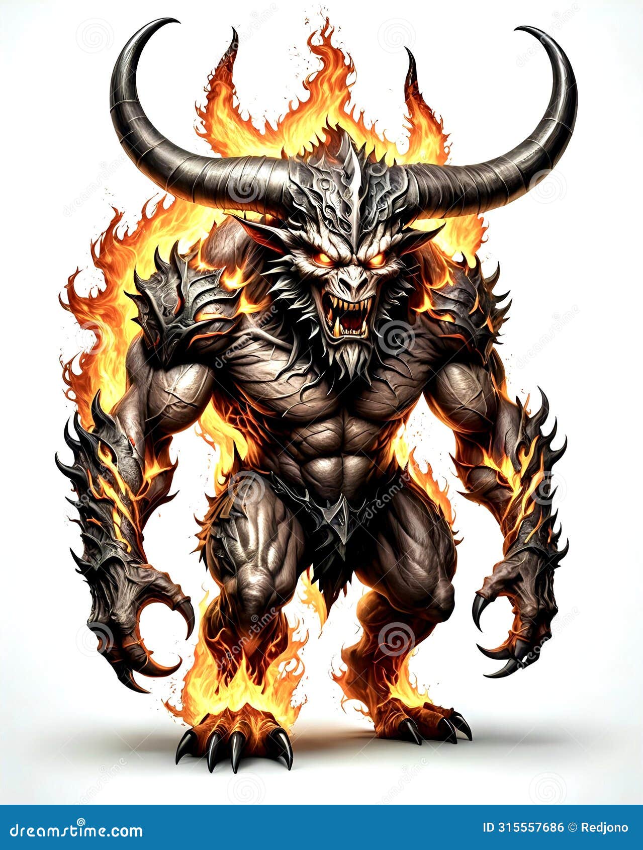 Evil Fire Demon Hell Spawn Horned Satan Devil Troll Concept Stock ...
