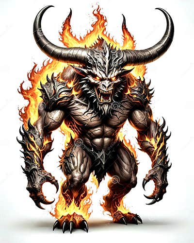 Evil Fire Demon Hell Spawn Horned Satan Devil Troll Concept Stock ...