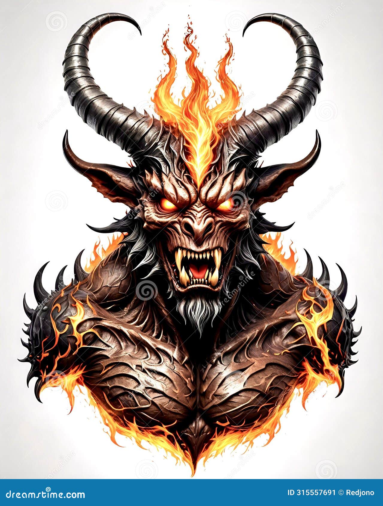 Evil Fire Demon Hell Spawn Horned Satan Devil Troll Concept Stock ...