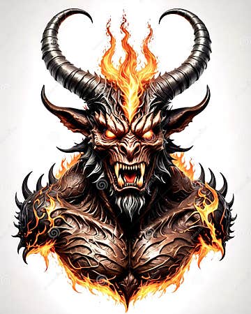Evil Fire Demon Hell Spawn Horned Satan Devil Troll Concept Stock ...