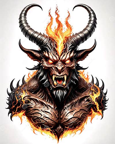 Evil Fire Demon Hell Spawn Horned Satan Devil Troll Concept Stock ...