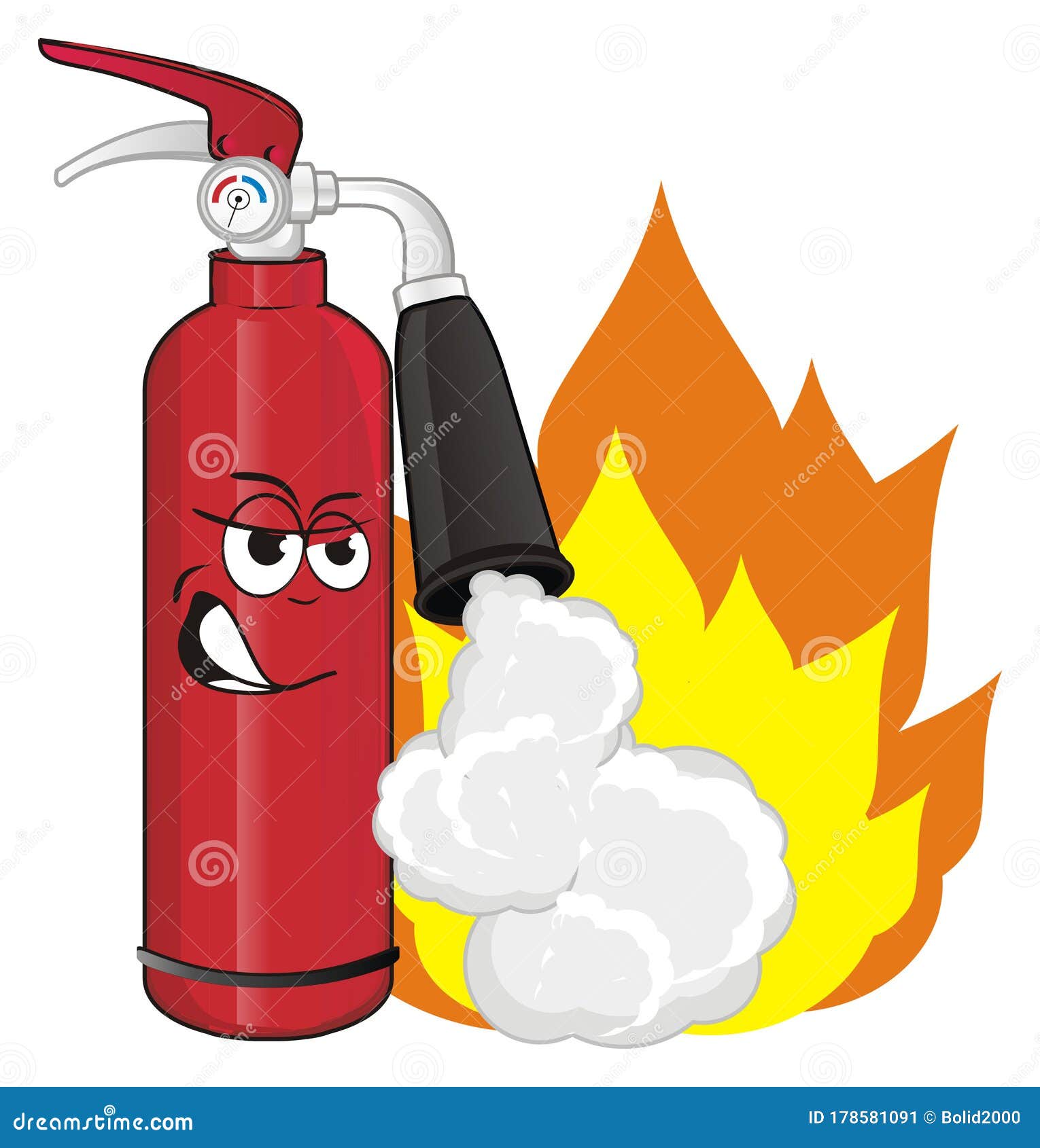 Evil Fire Cartoon Character With Open Arms In Front Of Flames ...