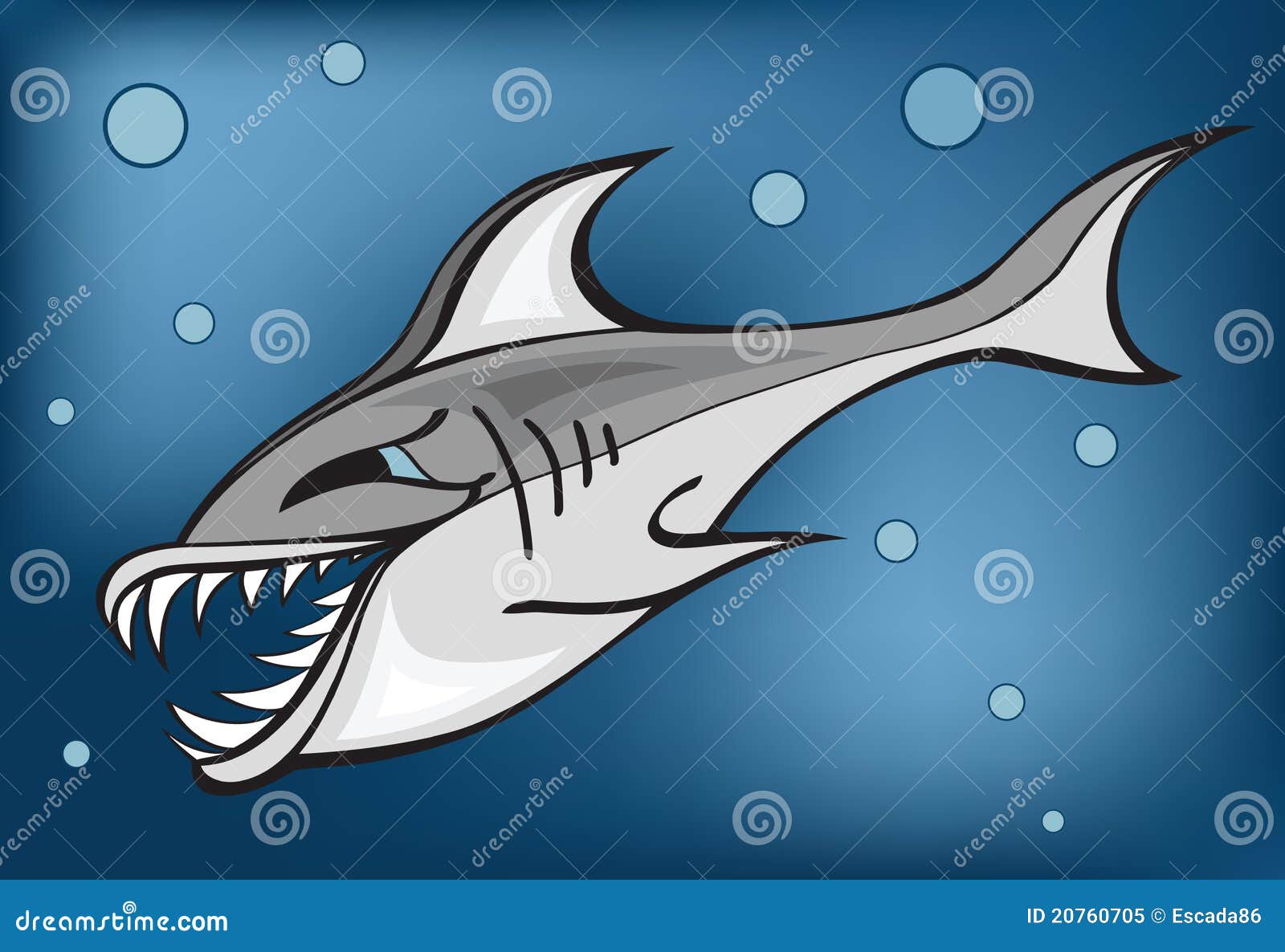 Evil fish stock vector. Illustration of swim, aggression - 20760705