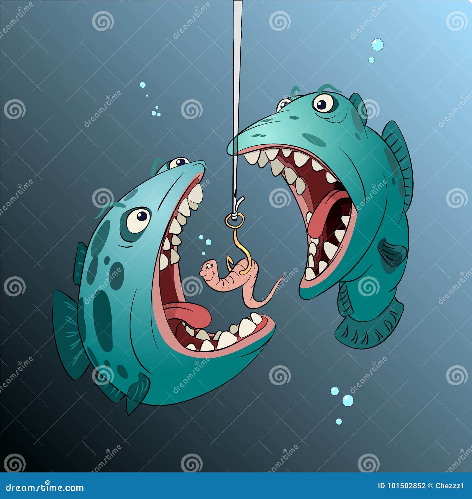 Evil Fish Set. Vector Clip Art Illustration With Simple Gradients ...