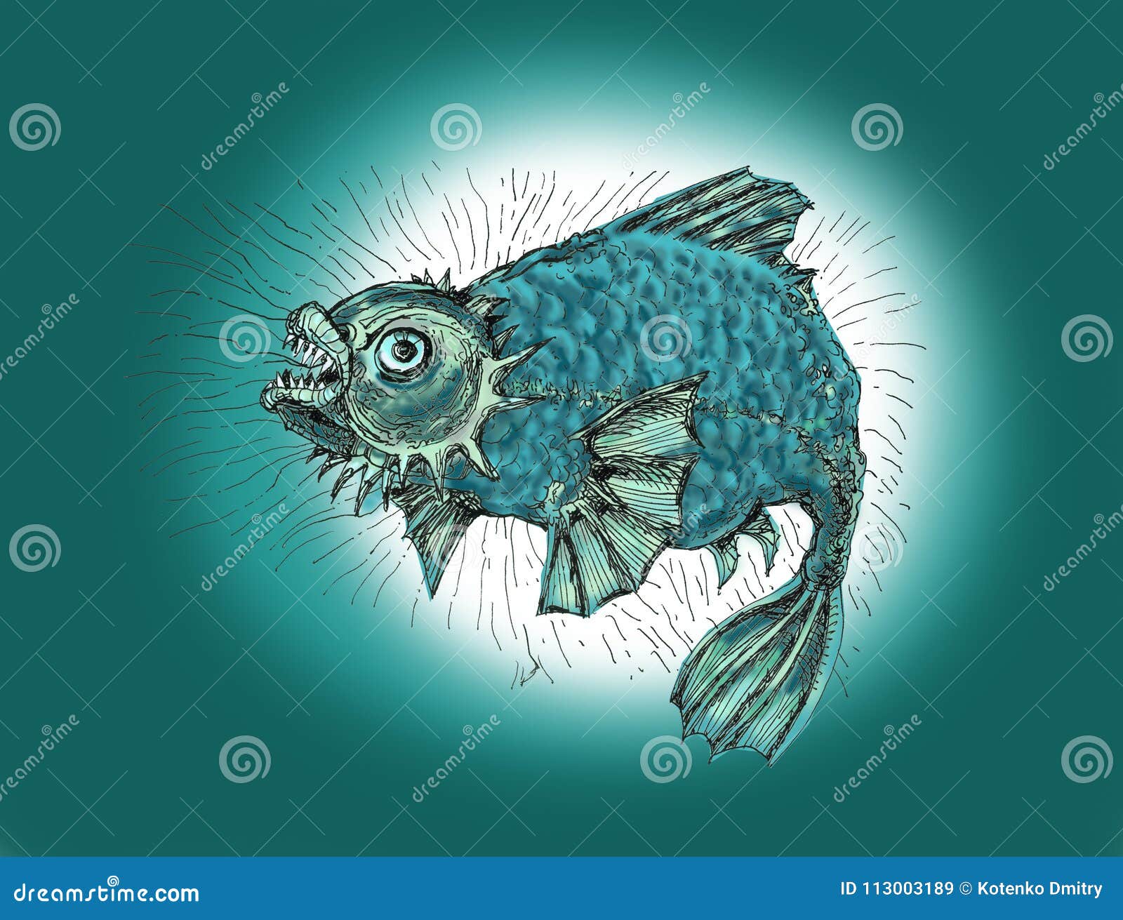 Evil Fish.Thick Angry Fish. Stock Illustration - Illustration of teeth ...