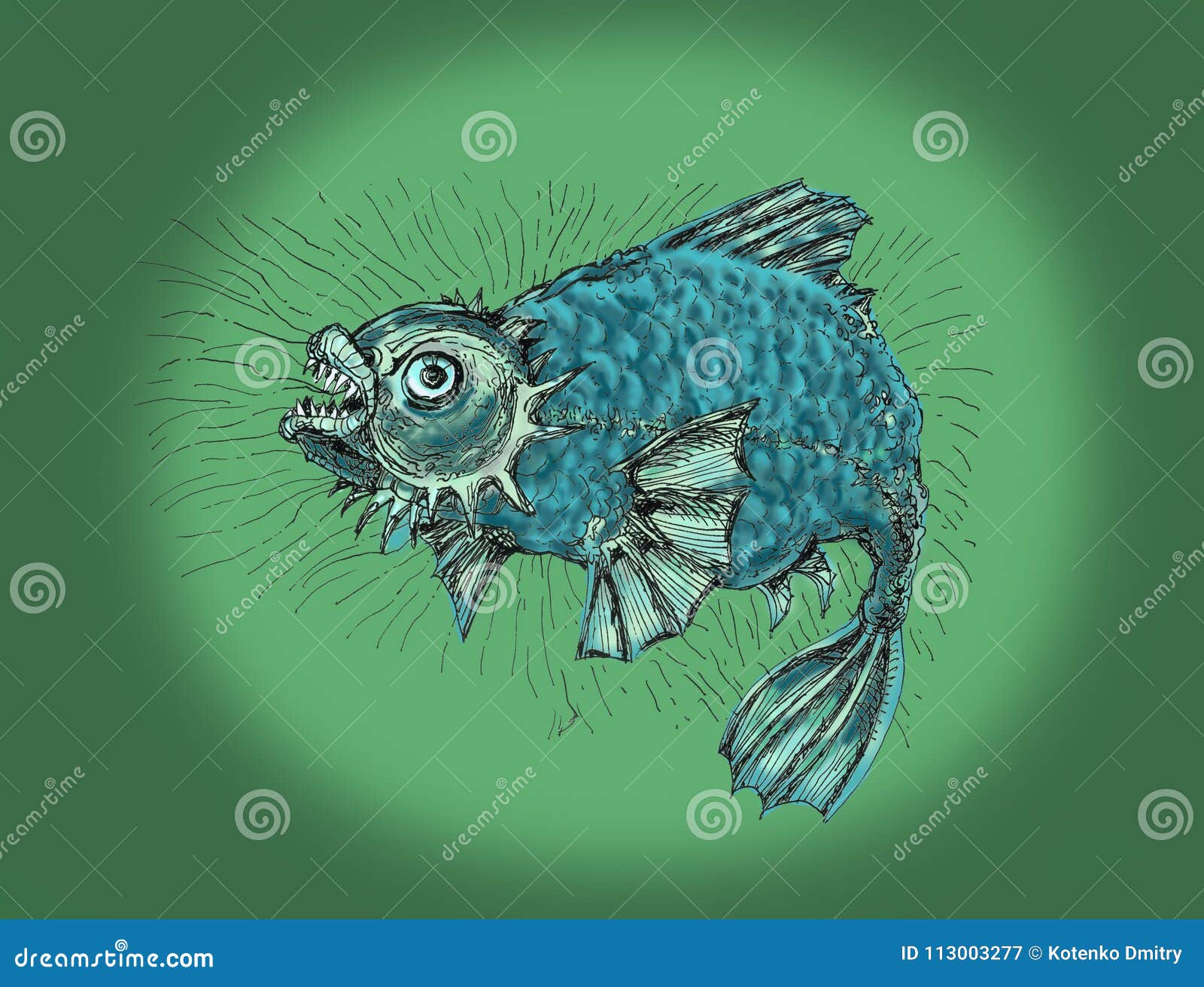 Evil Fish Set. Vector Clip Art Illustration With Simple Gradients ...
