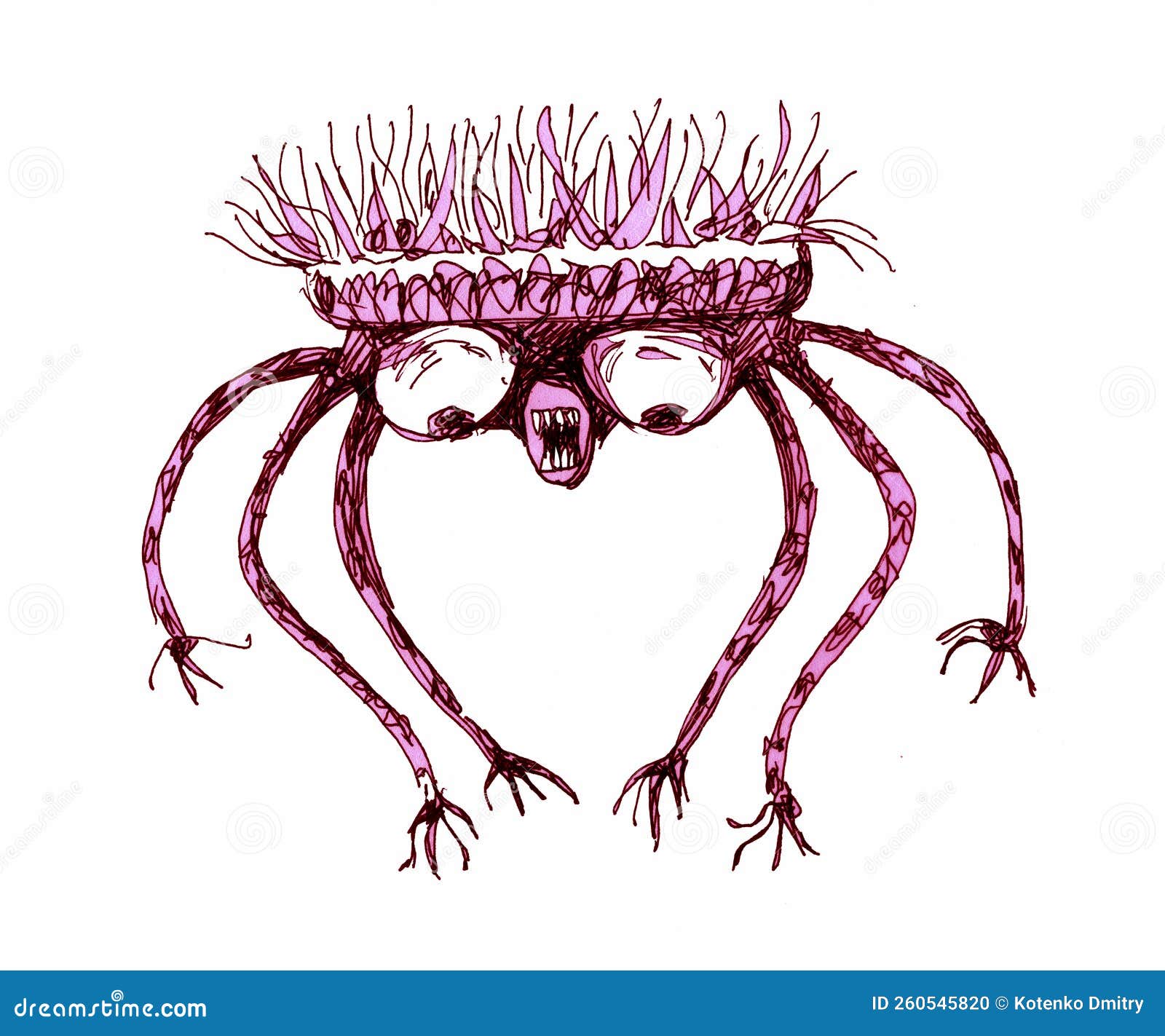 Evil Funny Alien, Predatory Insect in Cartoon Style. the Spider Attacks ...