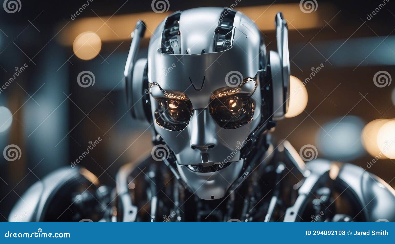 Evil Future Portrait of a Humanoid Ai Robot Stock Photo - Image of evil ...