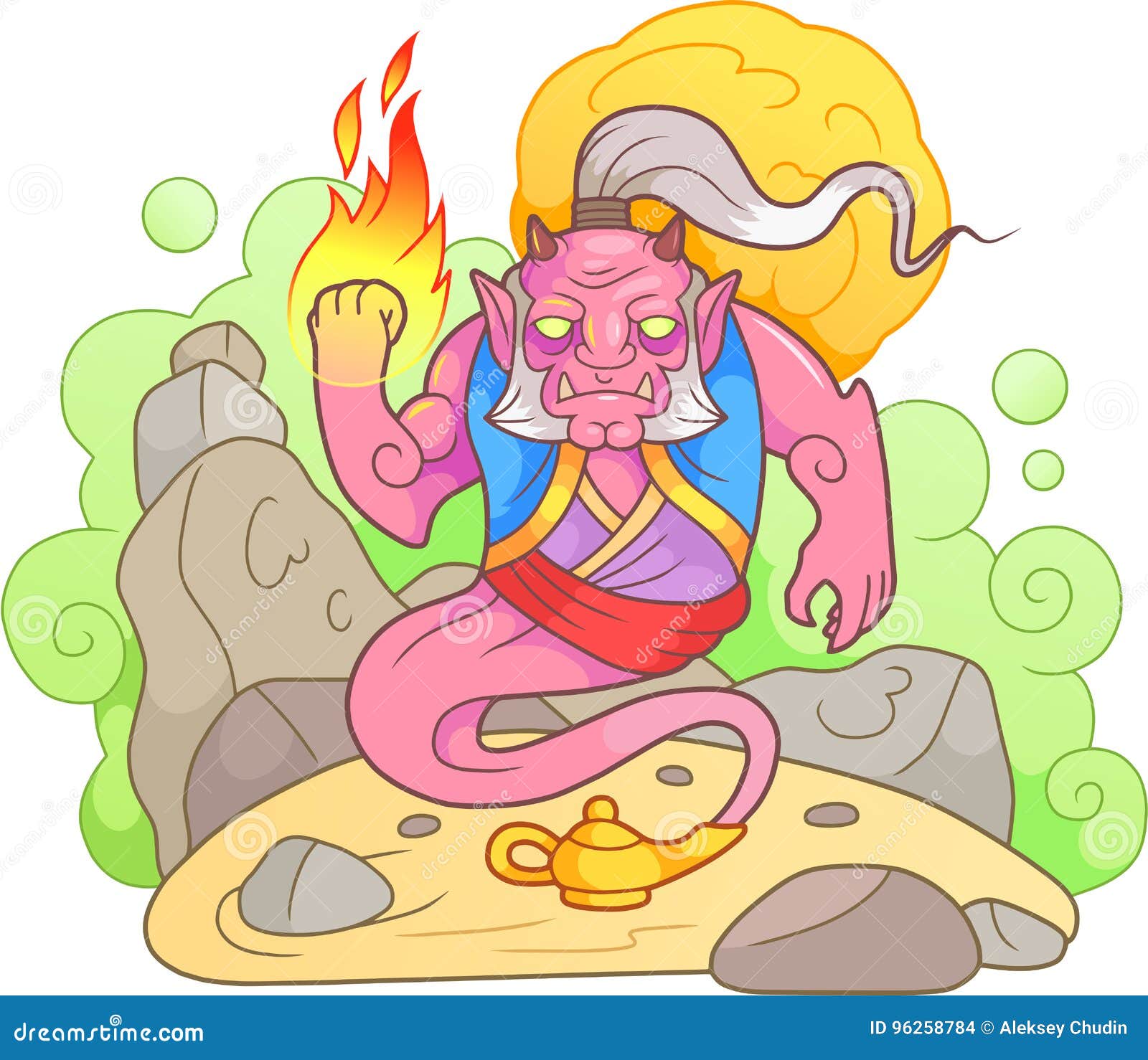 Evil genie funny images stock vector. Illustration of isolated - 96258784