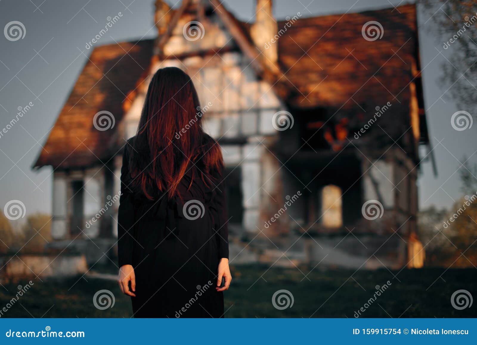 Evil Ghost Haunting Abandoned Horror House Stock Photo - Image of ...