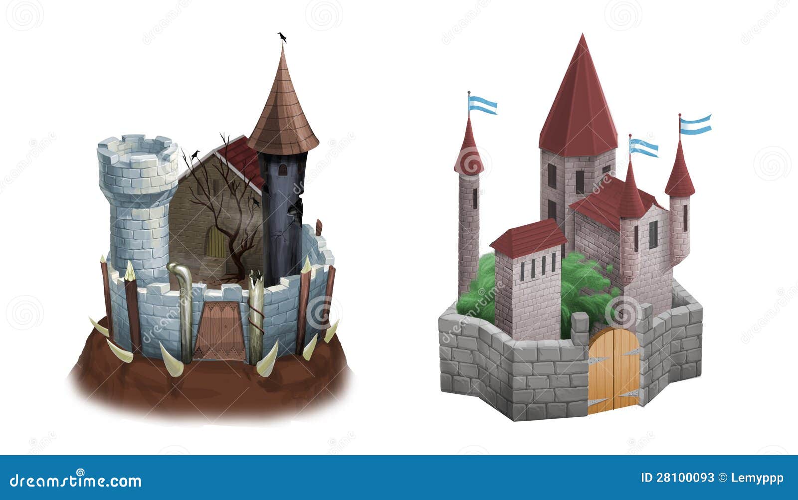 Evil and good castles stock illustration. Illustration of scary - 28100093