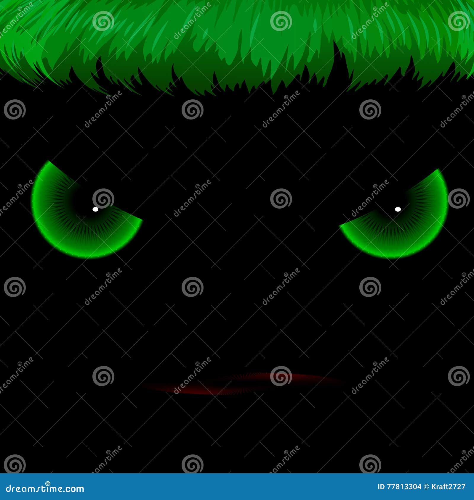 Evil green eyes stock vector. Illustration of expression - 77813304