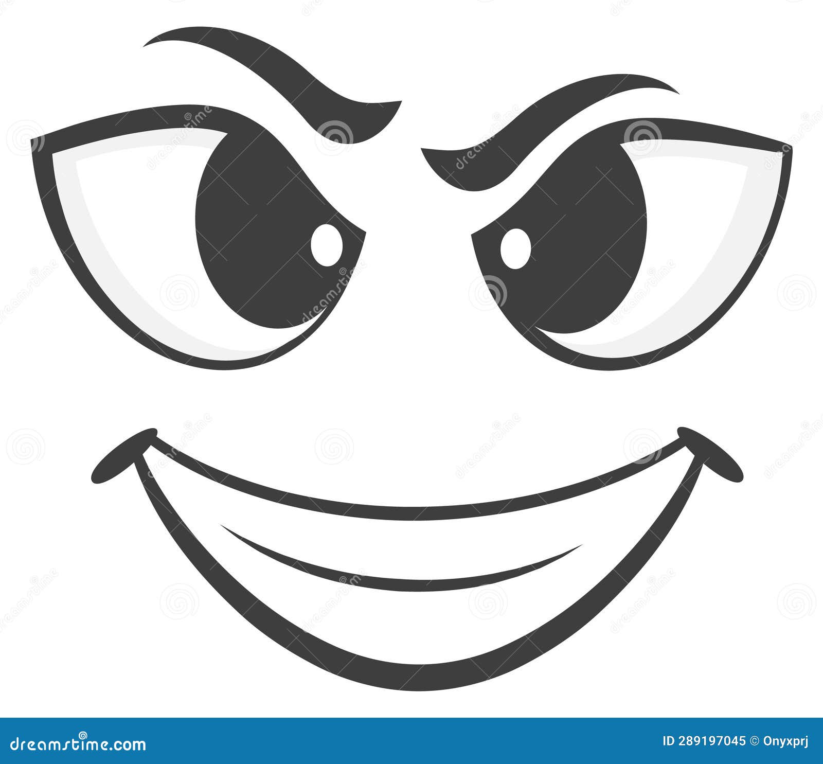 Evil Grin Expression on Comic Face. Cartoon Emotion Stock Vector ...