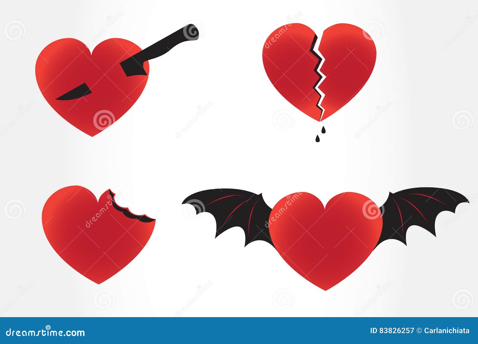 Evil hearts stock vector. Illustration of love, cute - 83826257