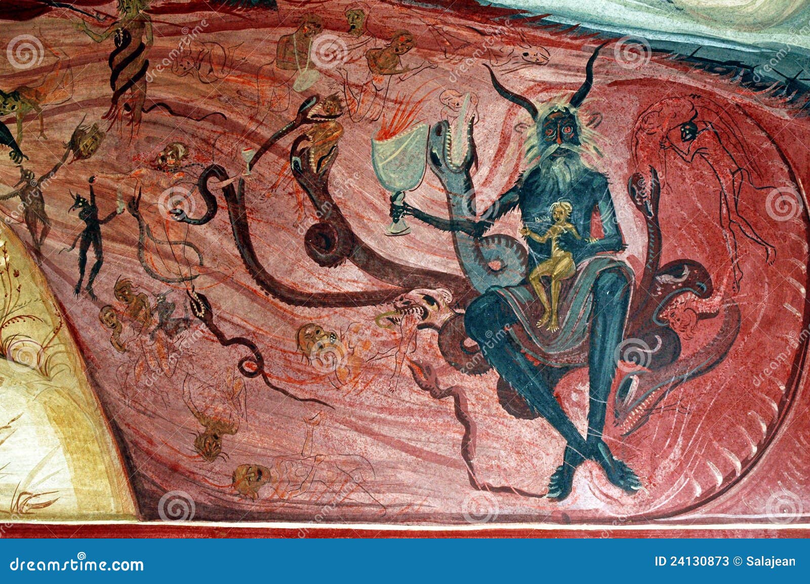 Evil and Hell on a Romanian Mural Stock Image - Image of burn, negative ...