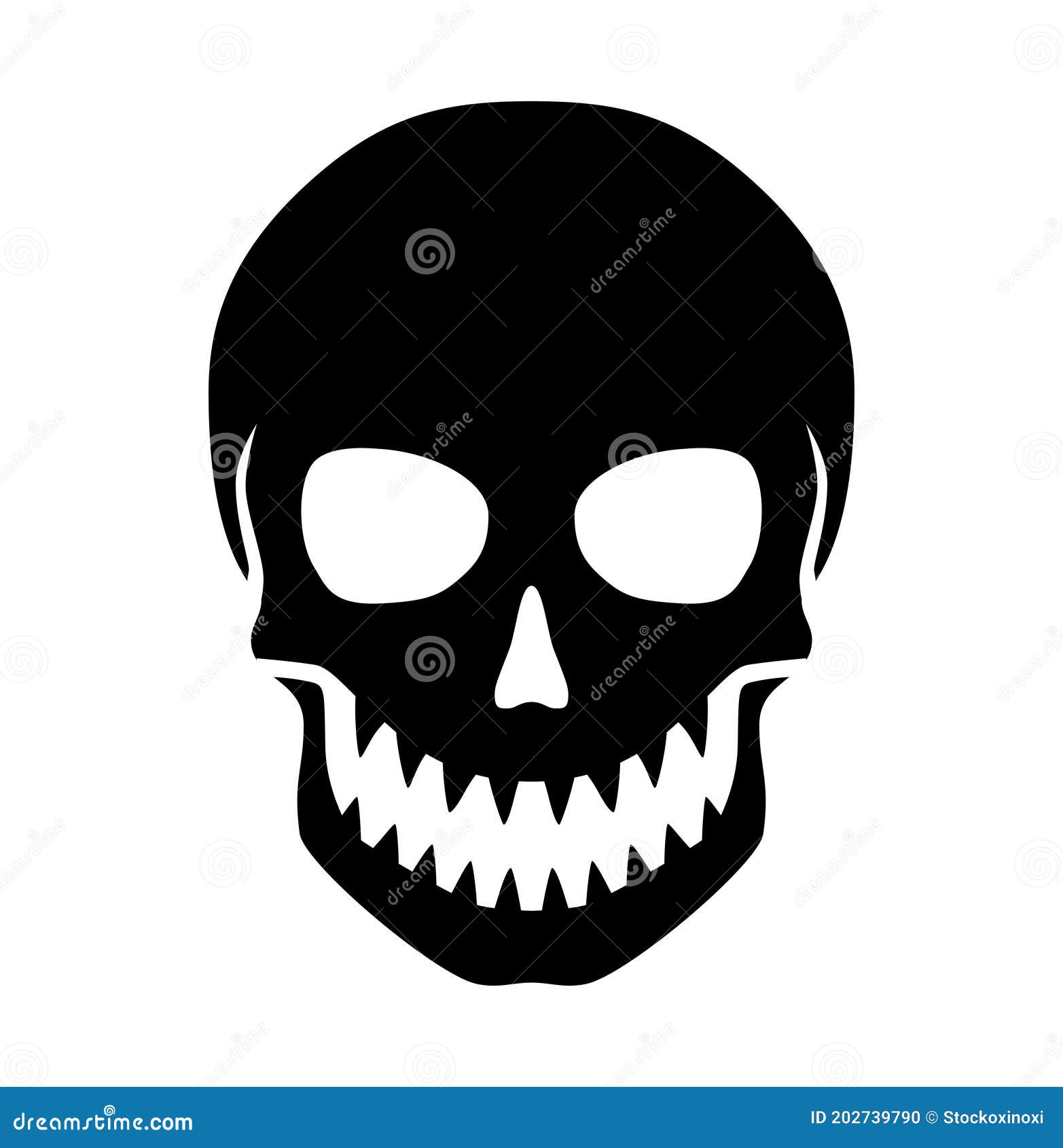 Evil Human Sharp Teeth Skull Vector Illustration Stock Vector ...