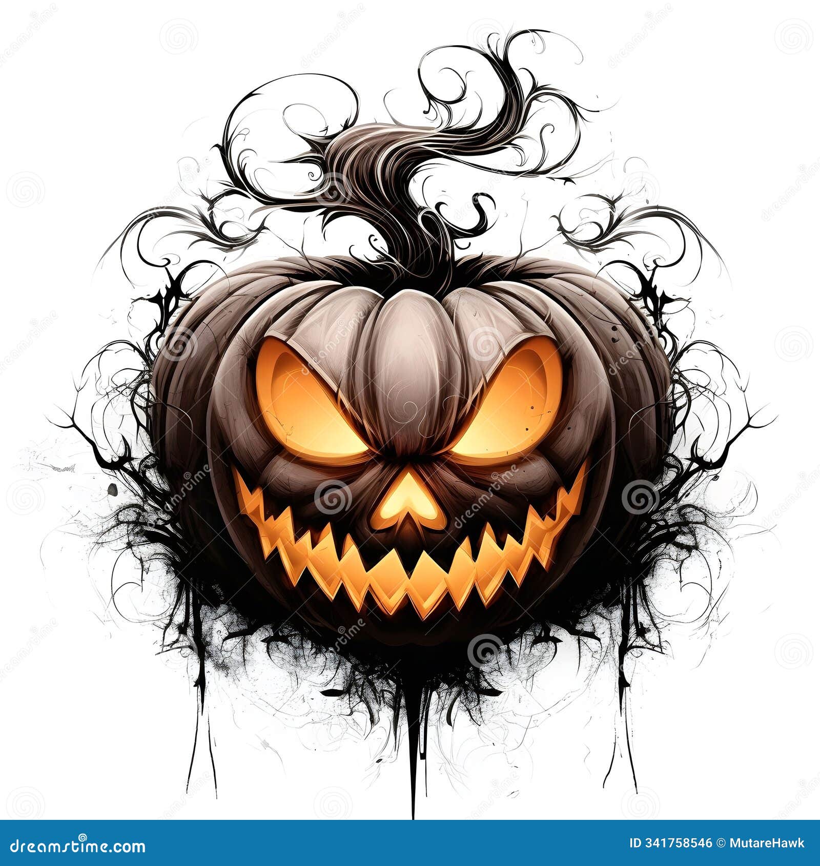 Evil Jack-O -Lantern stock illustration. Illustration of dark - 341758546
