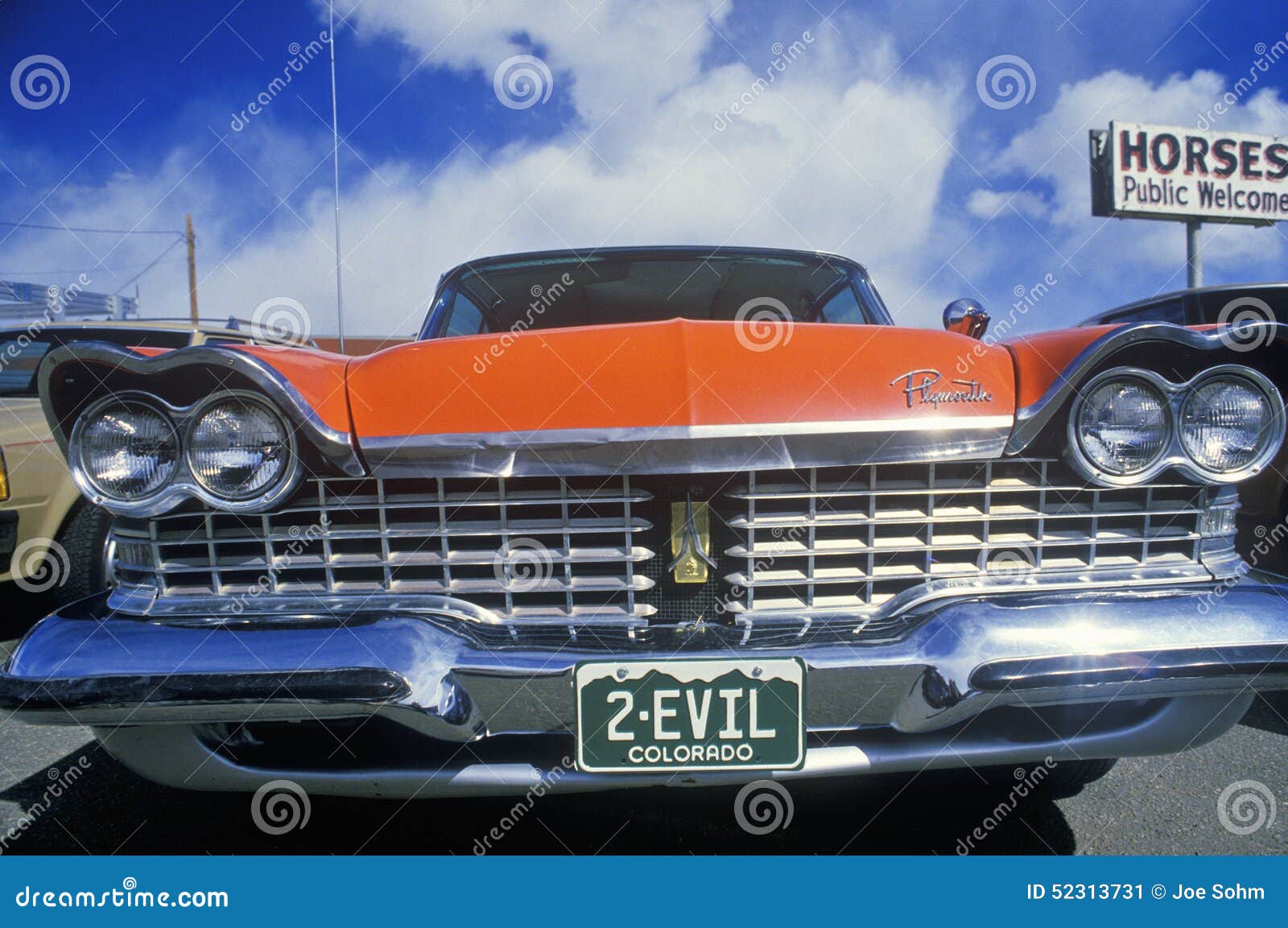2-Evil License Plate on 1957 Plymouth Editorial Photo - Image of ...