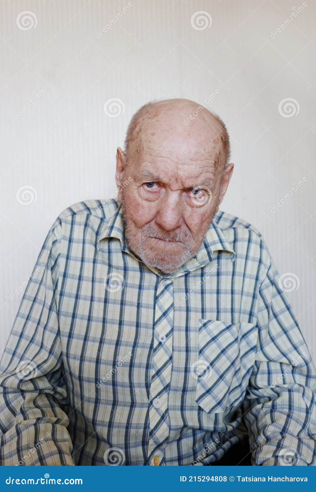 The Evil Look of an Elderly Gray-haired Old Man, a Large Portrait Stock ...