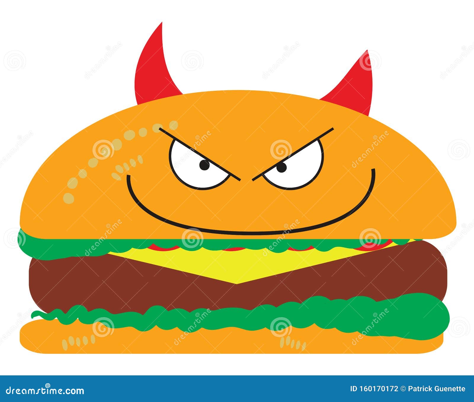 Evil Looking Hamburger, Illustration, Vector Stock Vector ...