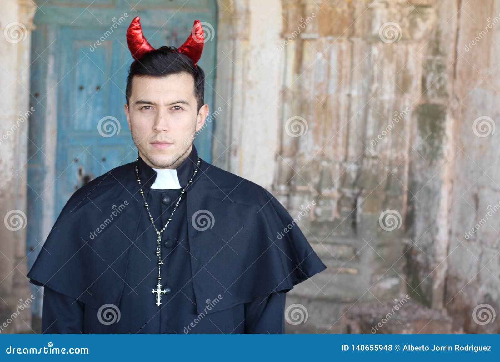 Evil Looking Priest with Horns Stock Photo - Image of catholic ...