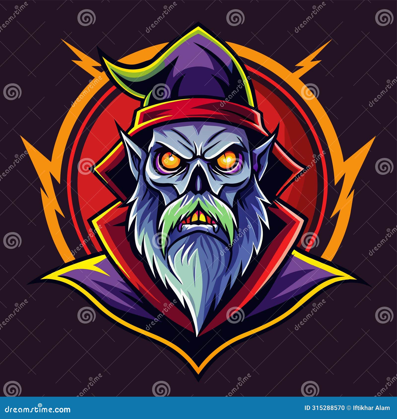 An Evil Man with a Beard and a Hat on His Head in a Menacing Pose ...