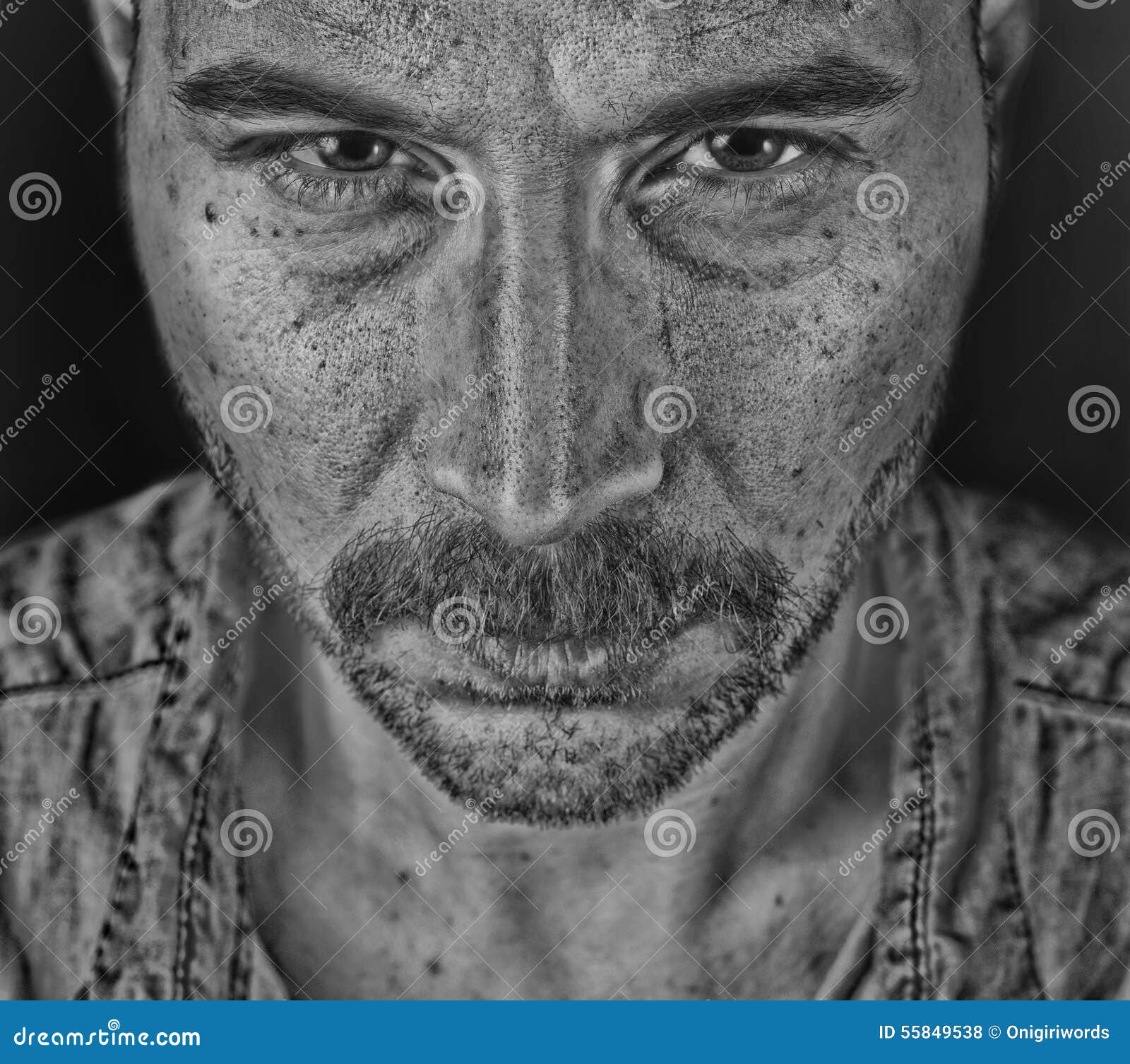 Evil Man Black and White Close Up Portrait Stock Photo - Image of close ...