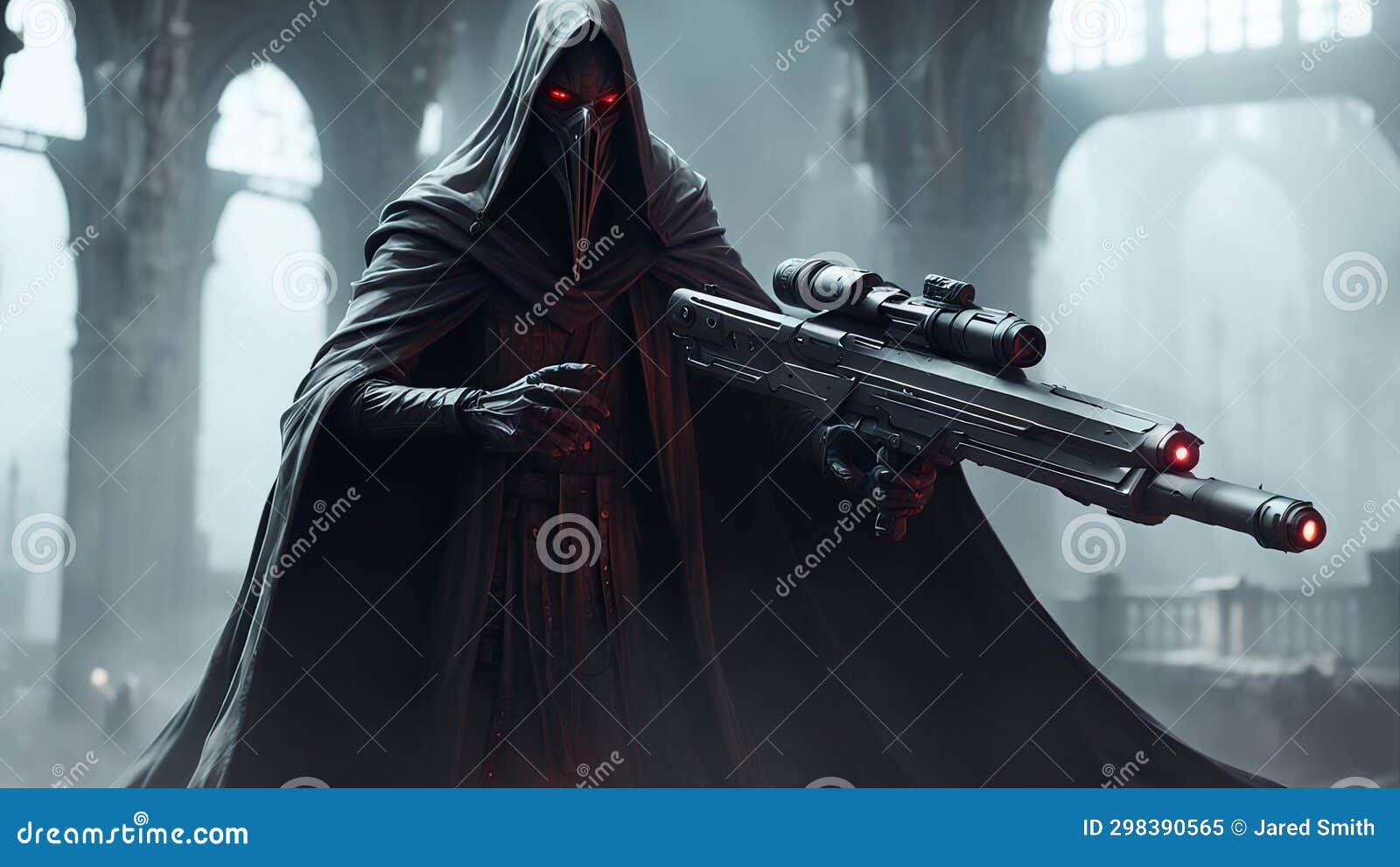 The Evil Medieval Wizard with a Laser Gun Stock Image - Image of ...