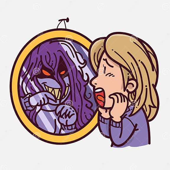 Evil mirro stock vector. Illustration of haunted, drawn - 74552477