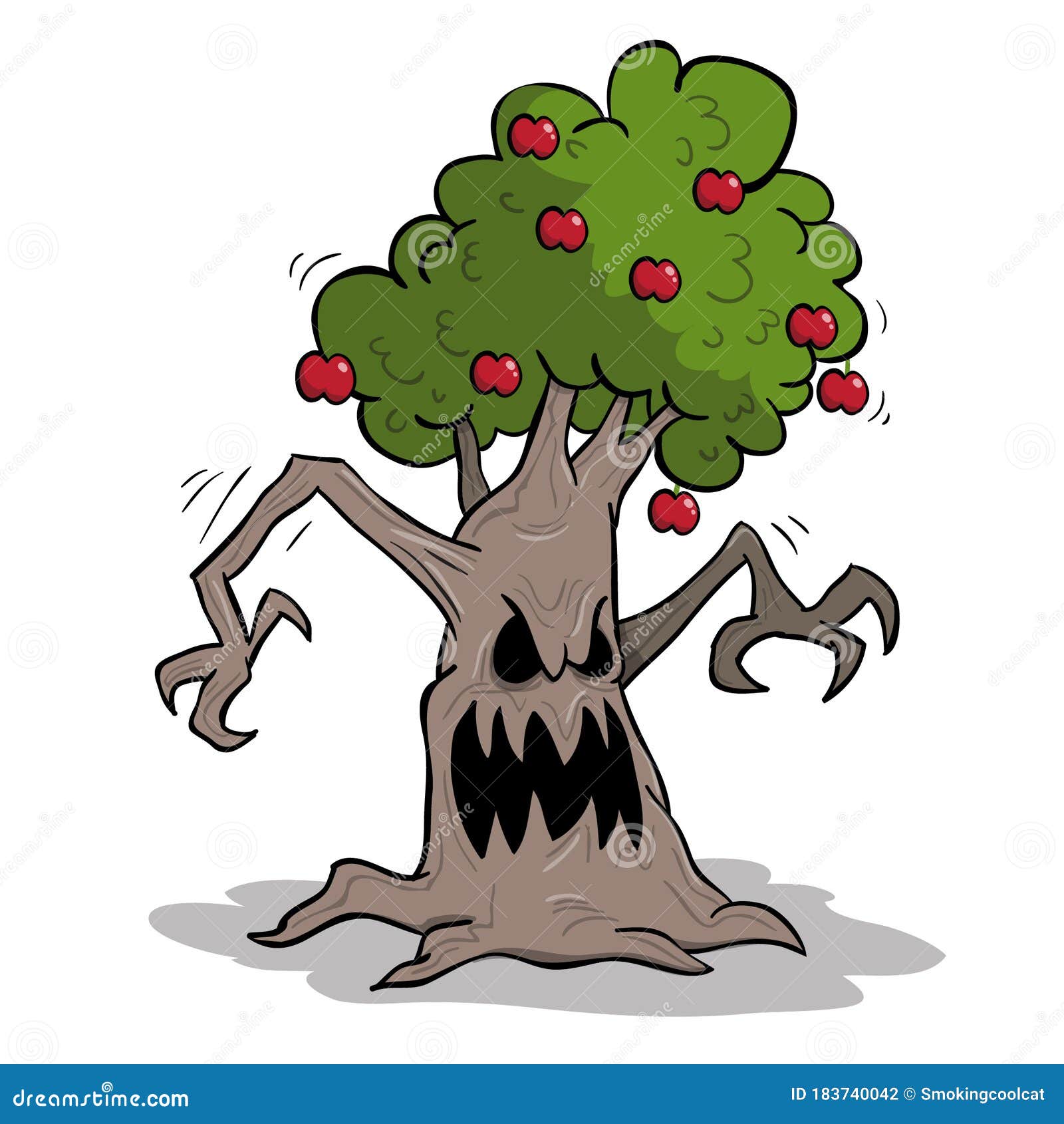 Evil Monster Apple Tree with Branches Stock Vector - Illustration of ...
