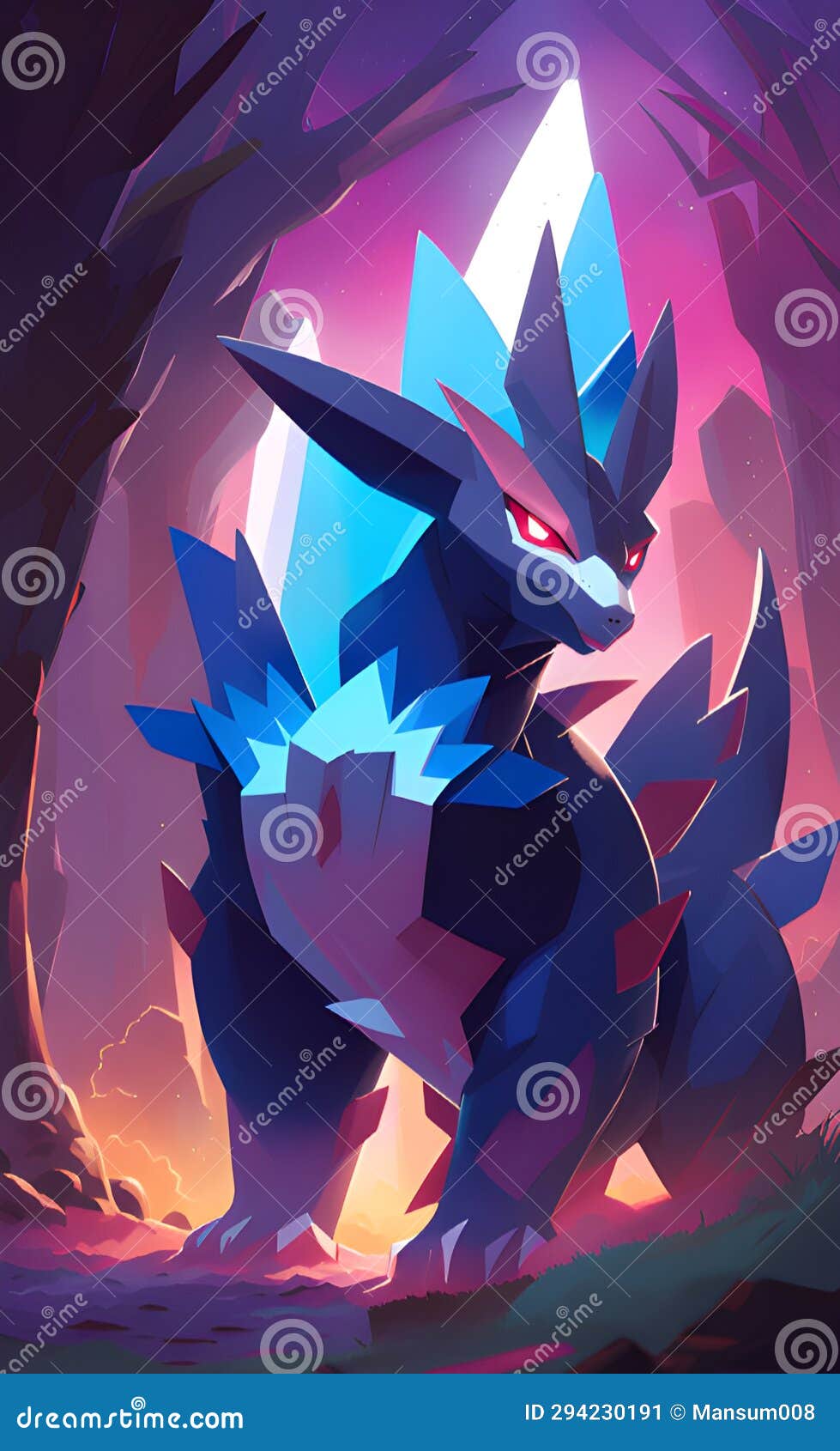 Evil Monster in the Cave Cartoon Style Stock Illustration ...