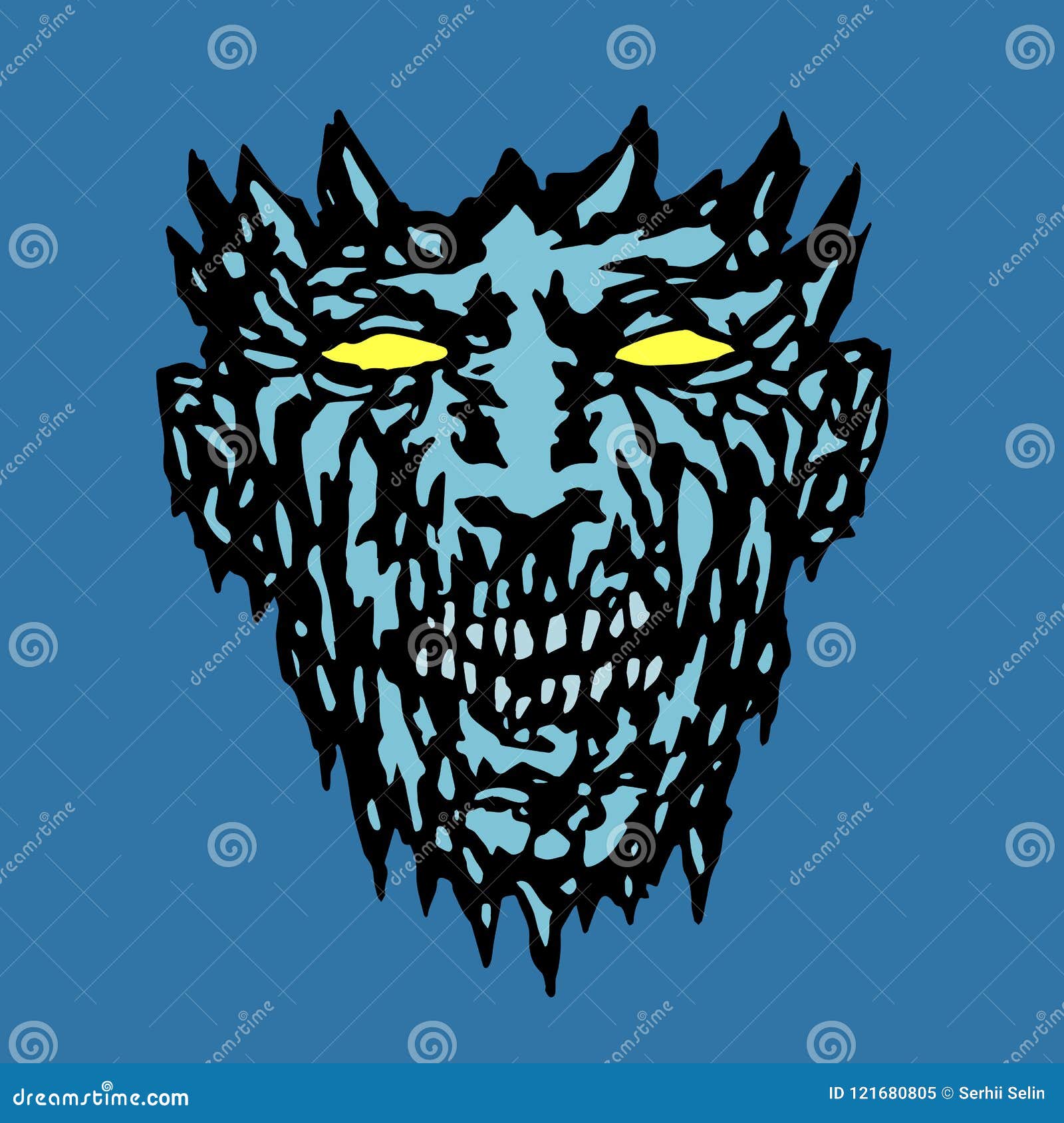 Evil Monster Face. Vector Illustration. Stock Vector - Illustration of ...