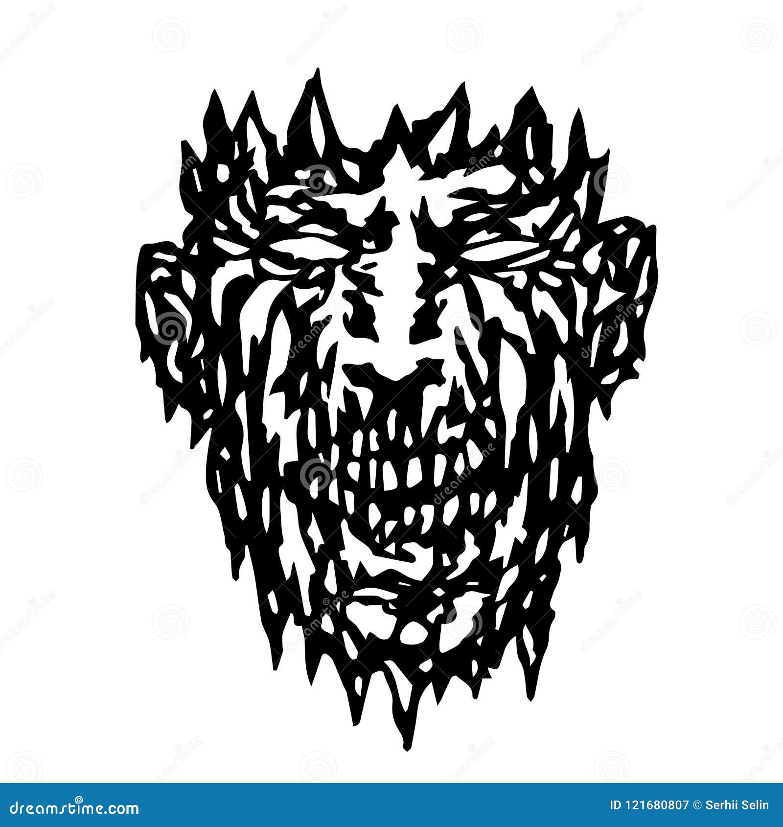 Evil Monster Face. Vector Illustration. Stock Vector - Illustration of ...