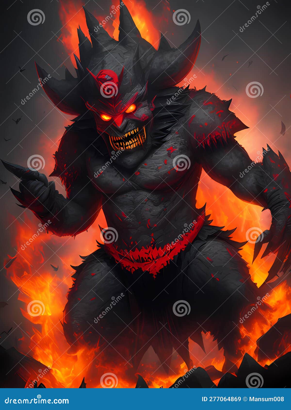 Evil Monster in the Hell, AI Generated Stock Illustration ...