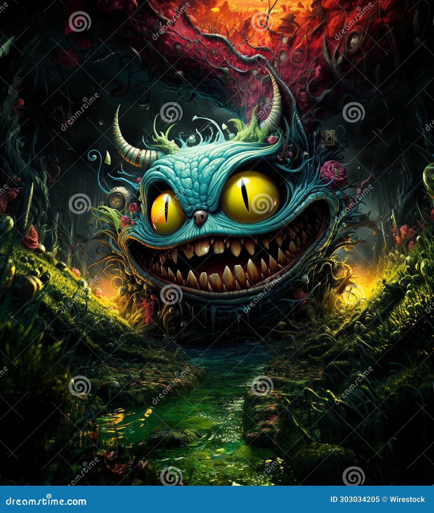 The Evil Monster is Smiling and Posing for the Camera in the Woods ...