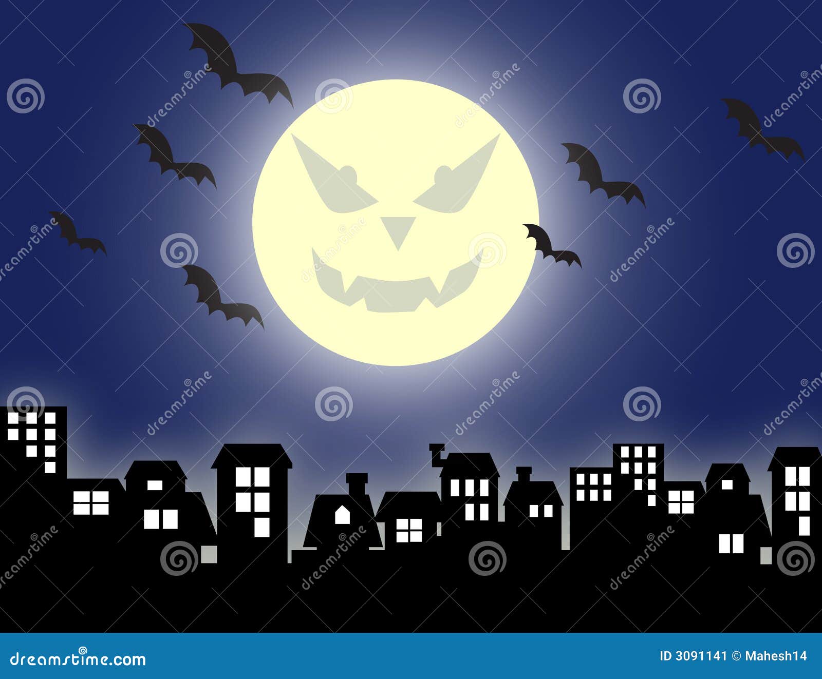 Evil Moon stock illustration. Illustration of bats, magic - 3091141