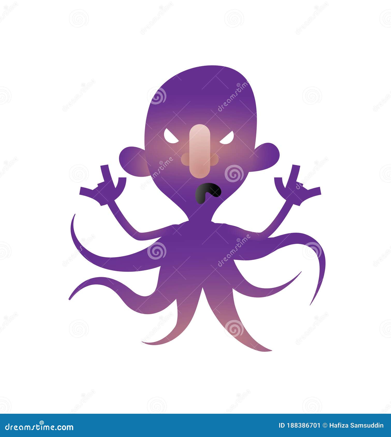 Evil Octopus Man. Vector Illustration Decorative Design Stock Vector ...