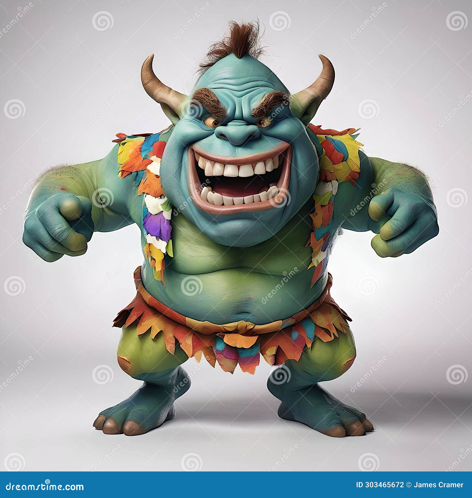 An Evil Ogre Standing and Growling with a Threatening Stance Stock ...