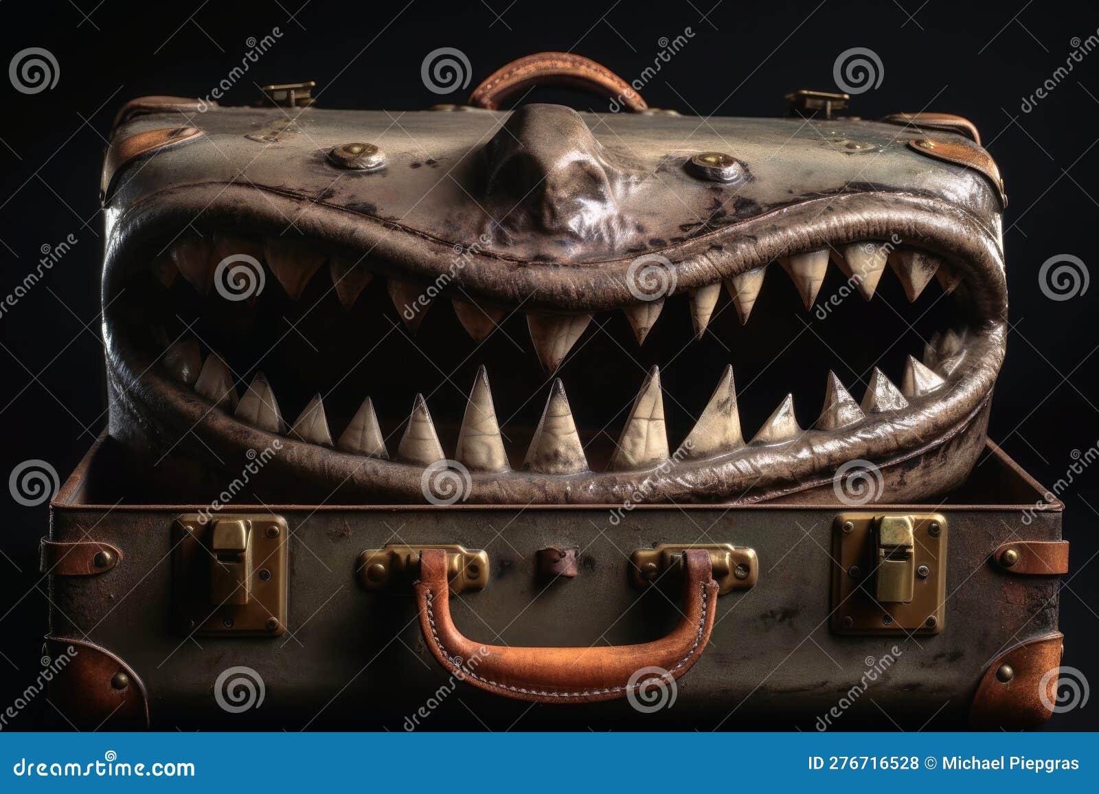 A Evil Old Open Suitcase with Eyes and Sharp Teeth Created with ...