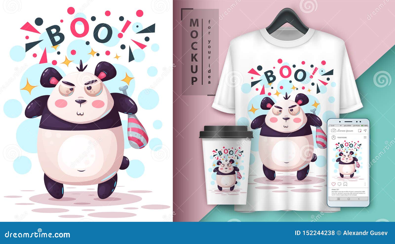 Evil Panda - Mockup for Your Idea Stock Vector - Illustration of ...