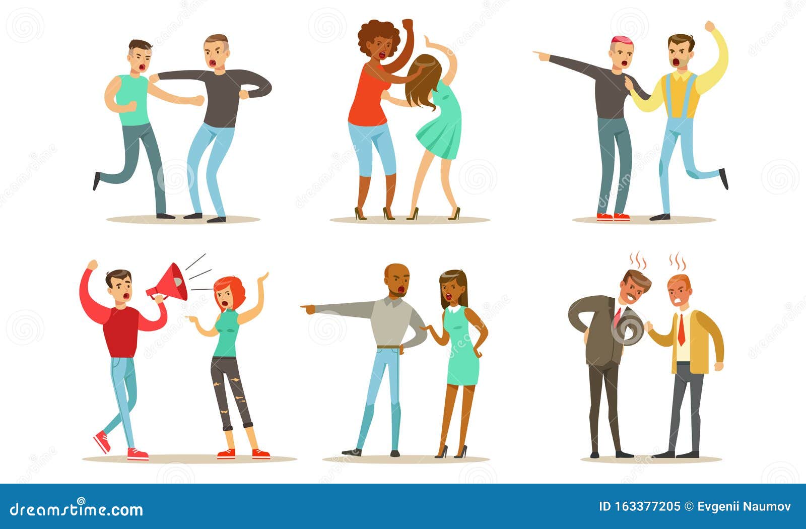 People Fight and Argue with Each Other. Vector Illustration. Stock ...