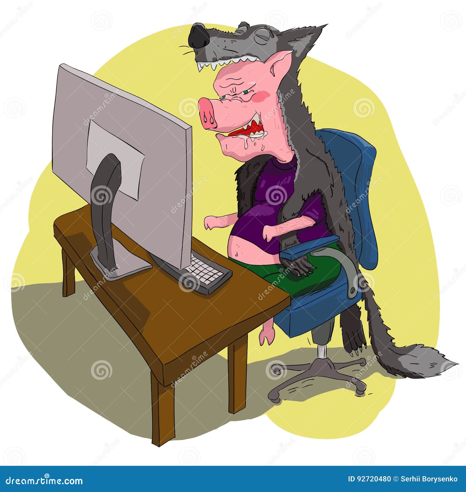 A Wolf In The Skin Of A Sheep Among Sheep. Generative AI Stock Photo ...