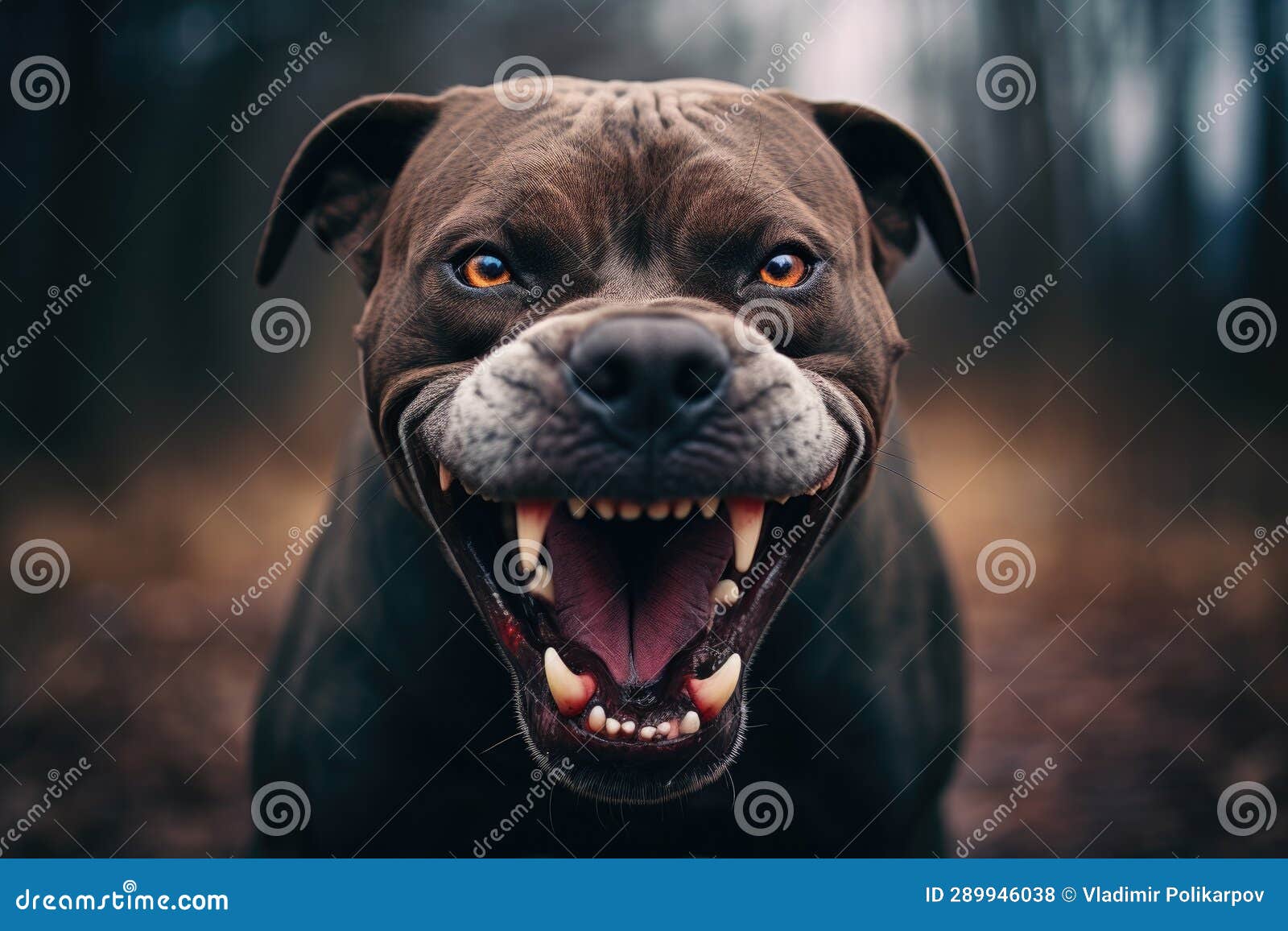 The Evil Pit Bull Bared Its Fangs Stock Photo - Image of loyal ...