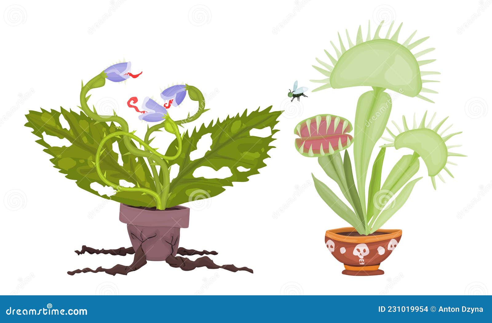 Evil Plants Halloween Illustration. Flat Style New Stock Vector ...