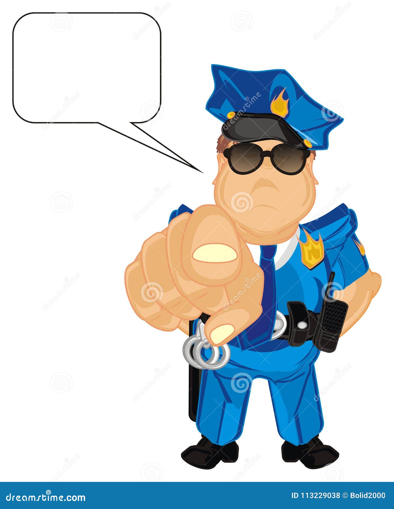 Evil Policeman with Sign and Gesture Stock Illustration - Illustration ...