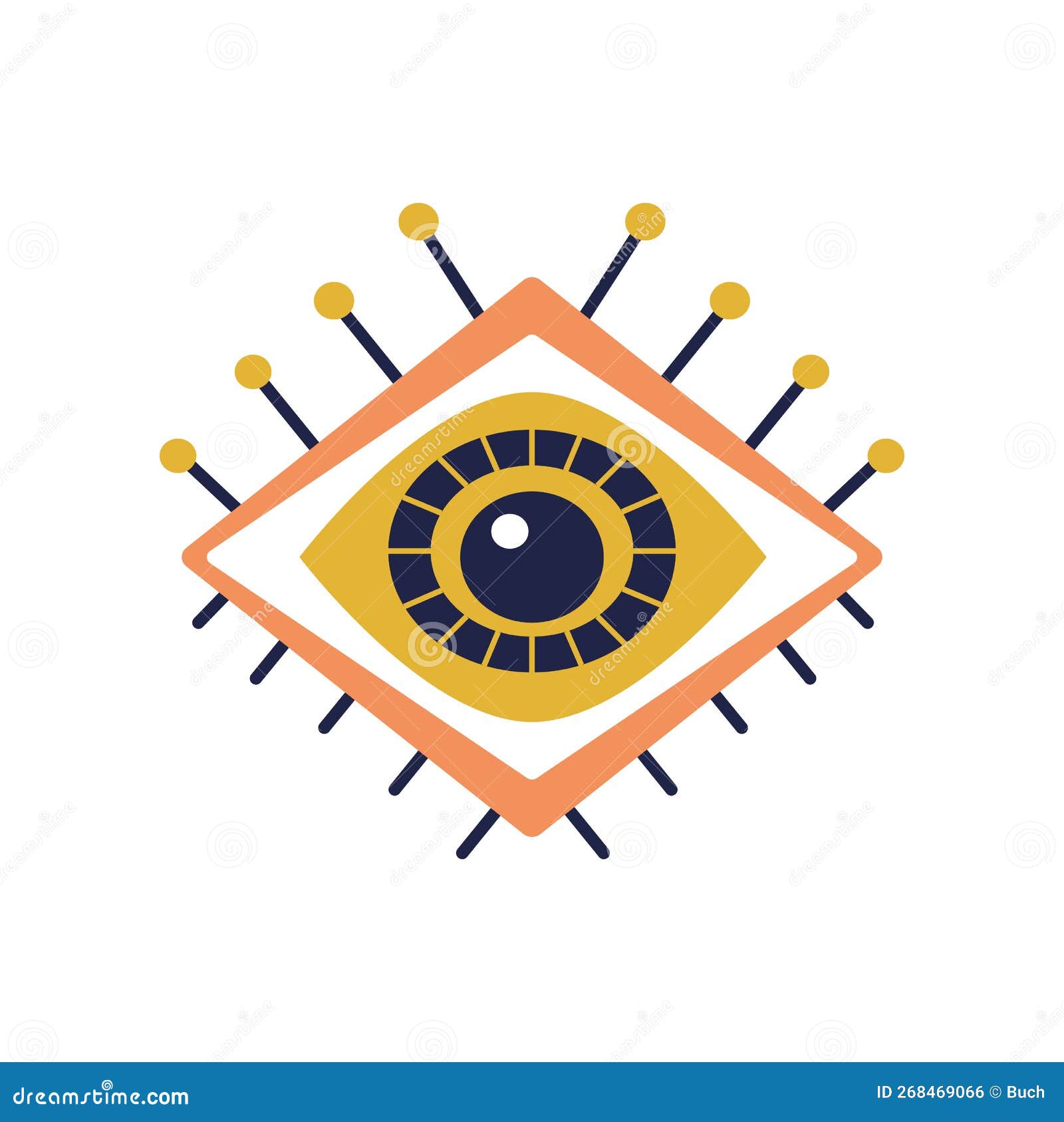 Evil Protection Magic Eye with Pins, Amulet Icon Stock Vector ...