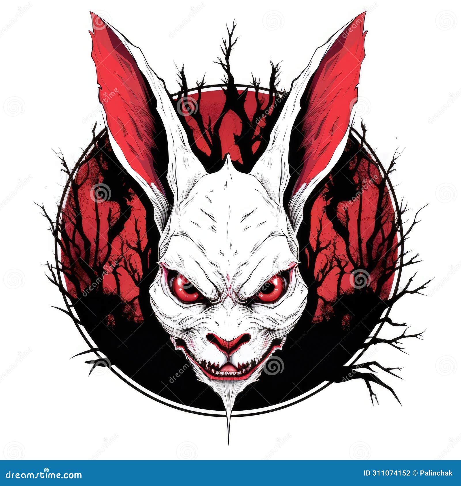 Evil Rabbit. Portrait of a Rabbit Devil Stock Illustration ...