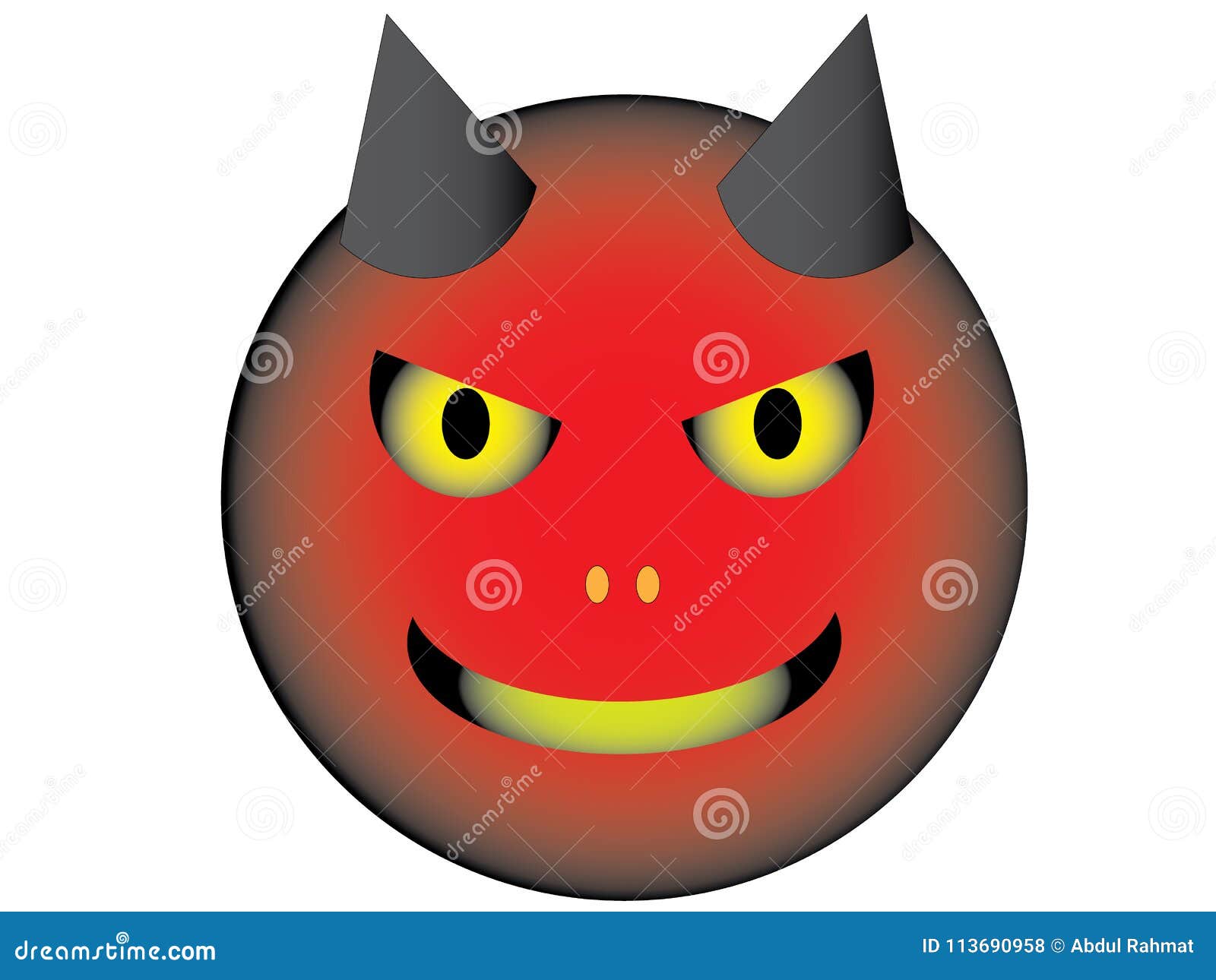 Evil Red Devil Face with Green Eyes Stock Illustration - Illustration ...